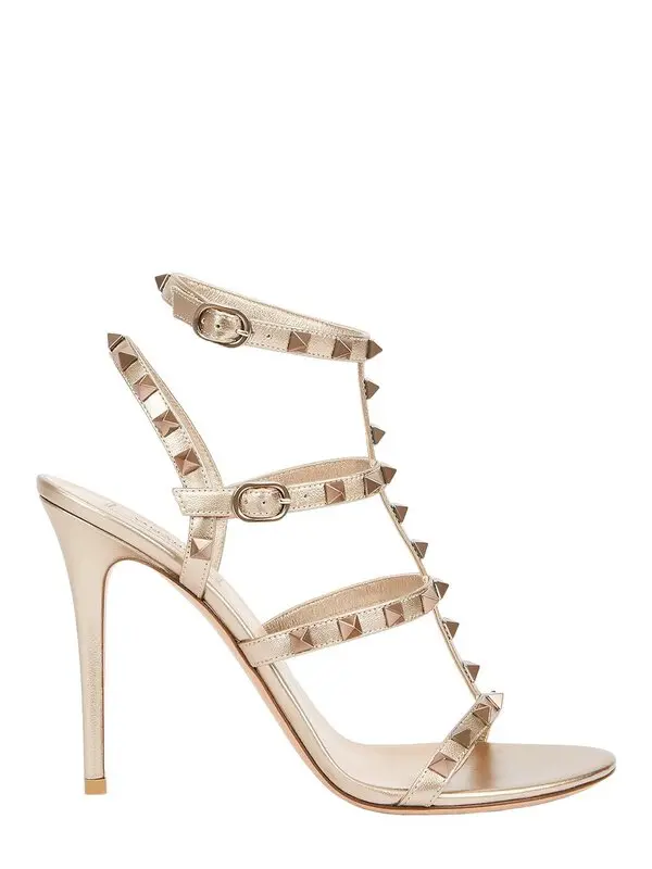 Valentino Garavani Rockstud 105 Leather Sandals - Gold