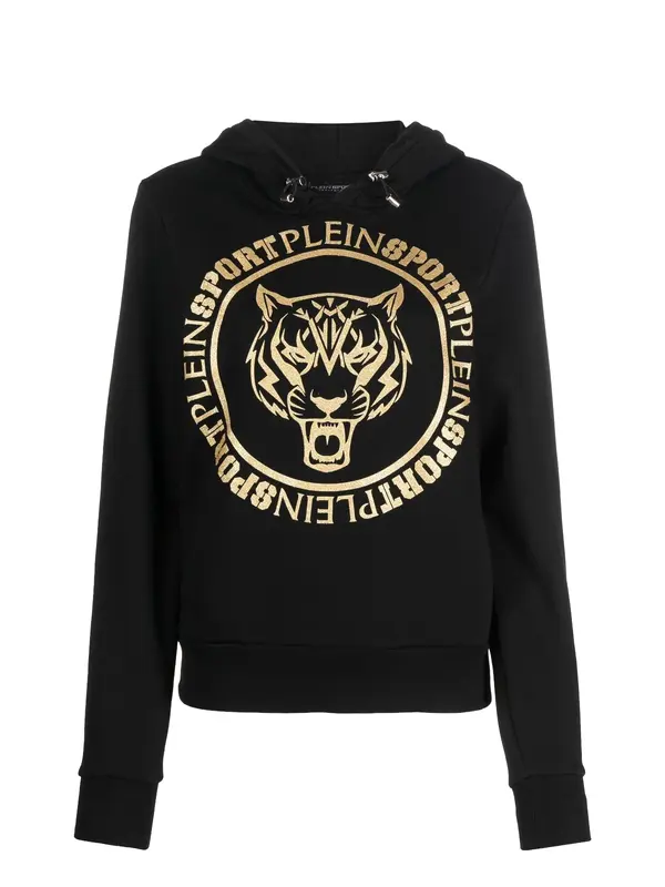 PLEIN SPORT Logo-print Tiger Hoodie - Black