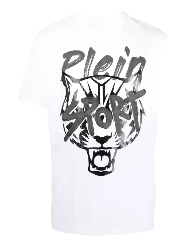 PLEIN SPORT Tiger-head Logo-print T-shirt - White