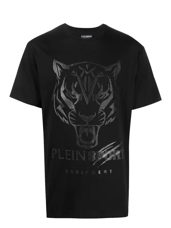 PLEIN SPORT Tiger-head Logo-print T-shirt - Black