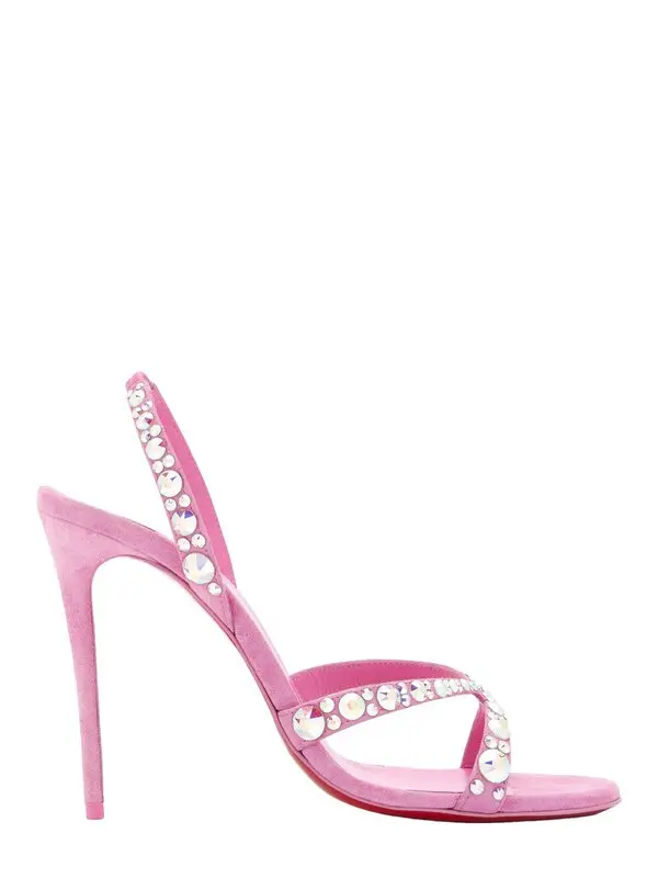 CHRISTIAN LOUBOUTIN Emilie 100mm Embellished Suede Sandals - Pink