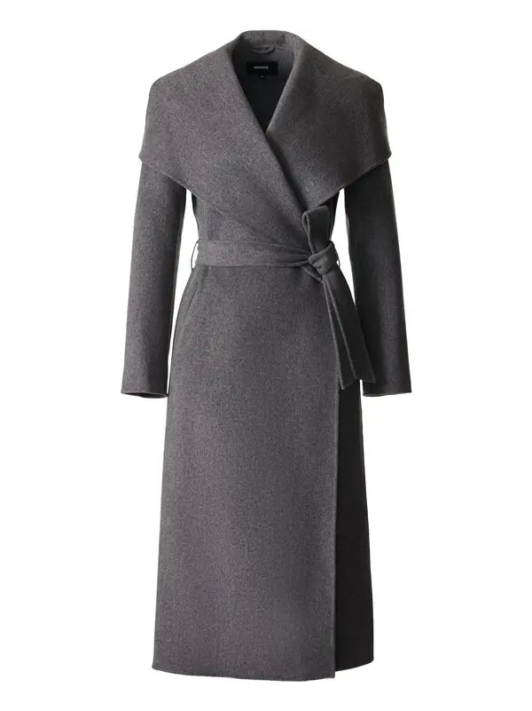 Mackage Mai-cn Double-face Wool Wrap Coat - Carbon Mix-light Grey Mix