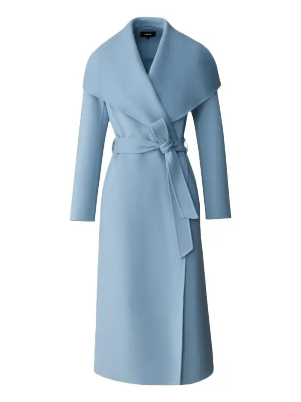 Mackage Mai-cn Double-face Wool Wrap Coat - Fog Blue