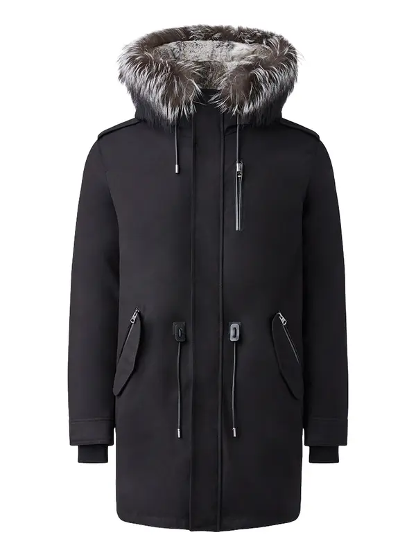 Mackage Moritz Twill Parka With Fur Lining And Trim - Black