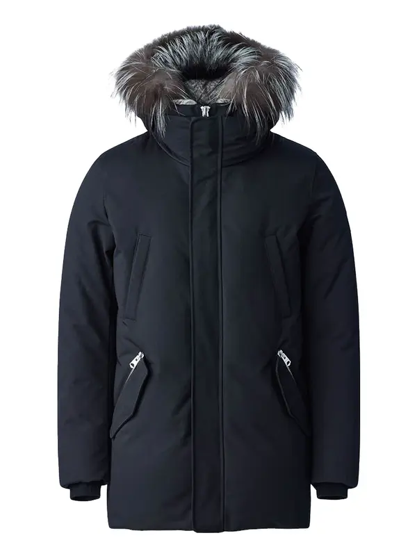Mackage 2-in-1 Down Parka With Silver Fox Fur - Black-silver