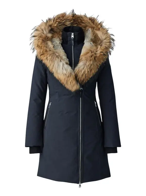 Mackage Trish-f Powder Touch Down Coat With Fur Collar - Black