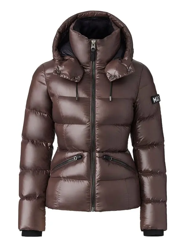 Mackage Madalyn Lustrous Light Down Jacket With Hood - Coffee