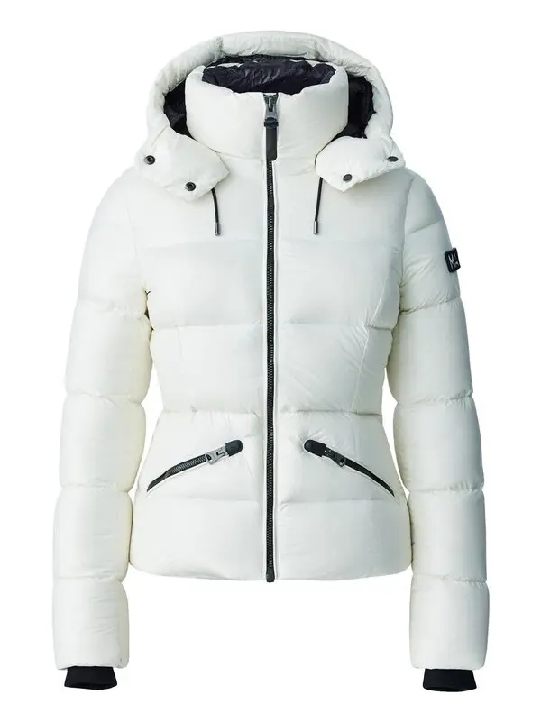 Mackage Madalyn Lustrous Light Down Jacket With Hood - Cream