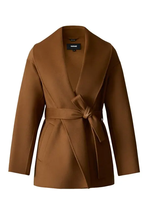 Mackage Tyra Wool Robe Jacket - Earth Brown