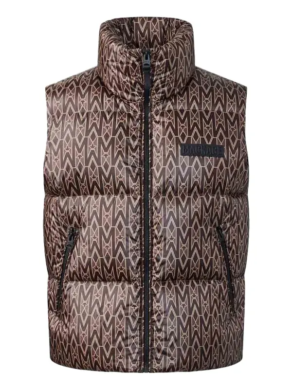 Mackage Kane Recycled Down Vest With Monogram Print - Coffee