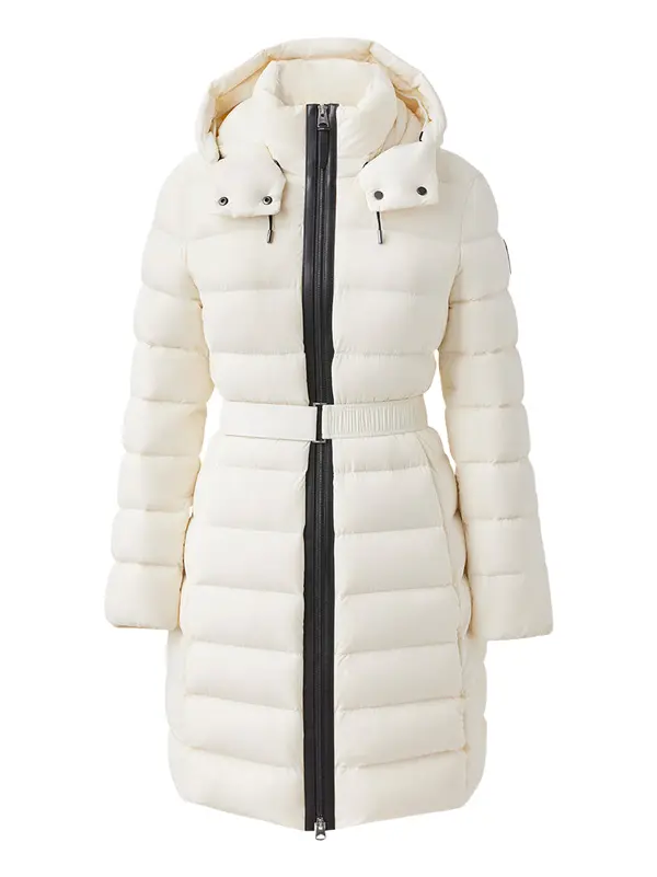 Mackage Ashley Quilted Down Coat With Removable Hood - Cream