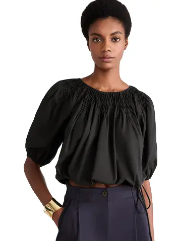 Merlette Lotus Cropped Top - Black
