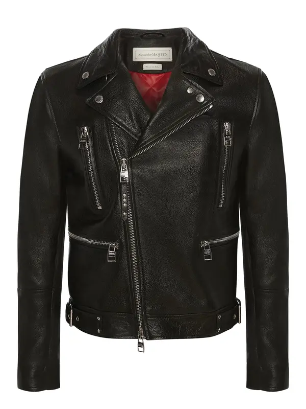 Alexander McQueen Leather Biker Jacket - Black