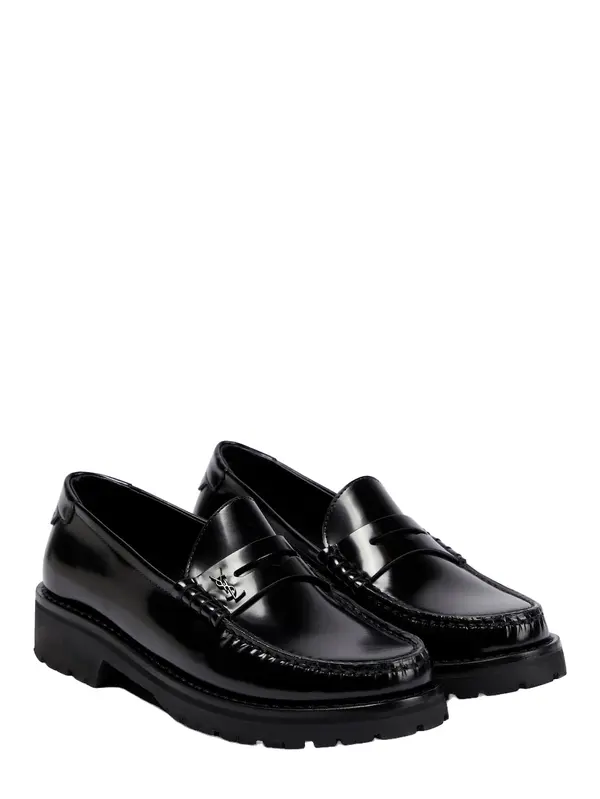 Saint Laurent Le Loafer Leather Penny Loafers - Black