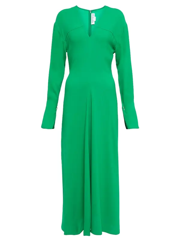 Victoria Beckham V-neck Crêpe Midi Dress - Green