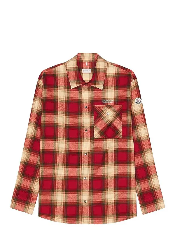 Moncler Long Sleeve Shirt In Red - Plaid
