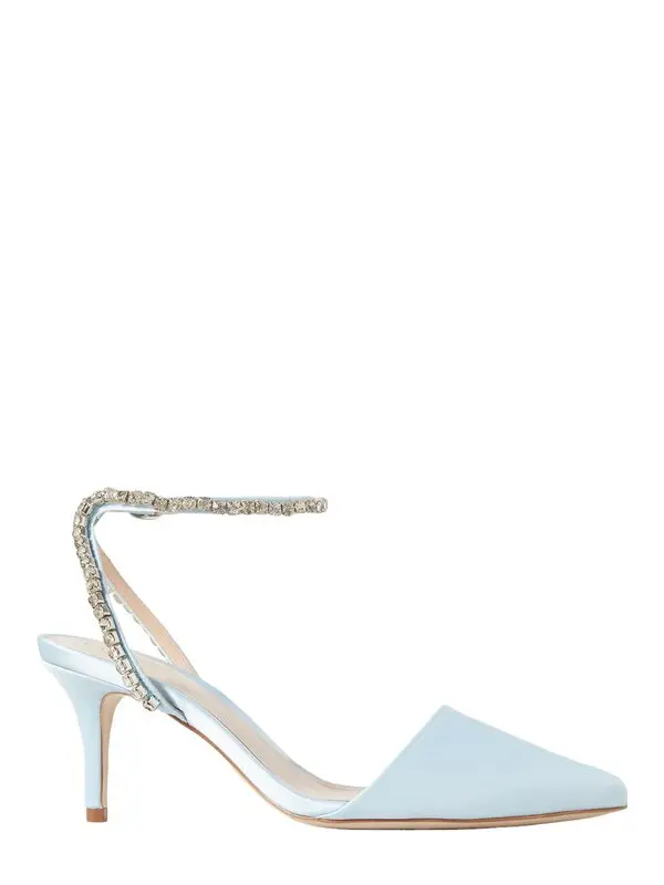 PORTE & PAIRE Crystal-embellished Satin Pumps - Blue