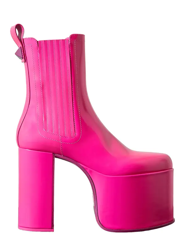 Valentino Garavani Club Beatle 125 Patent-leather Platform Ankle Boots - Pink