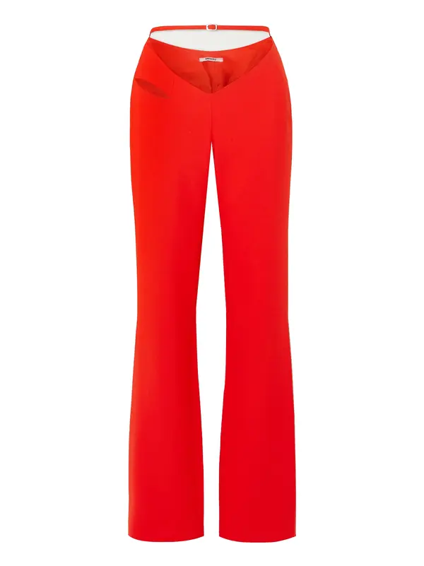 SUPRIYA LELE Cutout Woven Straight-leg Pants - Red