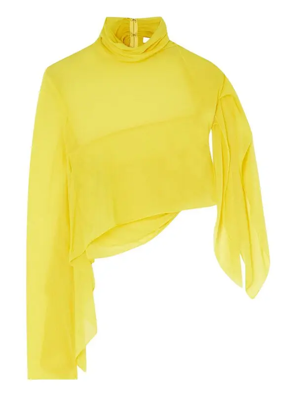 SUPRIYA LELE Cropped One-sleeve Georgette Top - Yellow