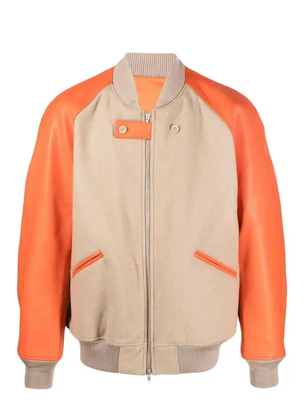 Y3 Contrasting-panel Bomber Jacket - Neutrals