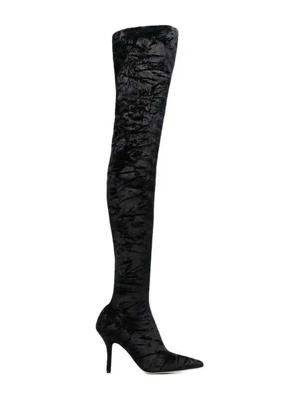 Paris Texas Velvet Stiletto Thigh-high Boots - Black