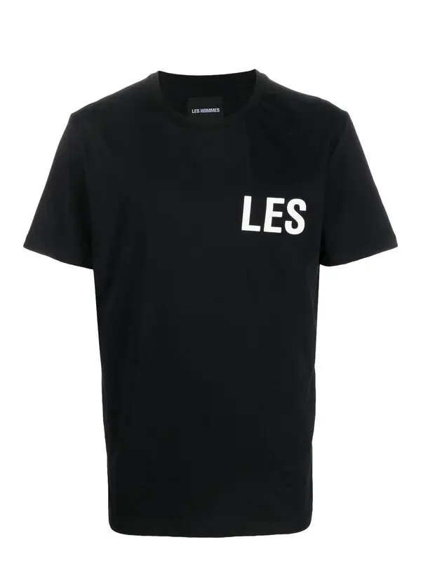 LES HOMMES Logo-print Short-sleeve T-shirt - Black