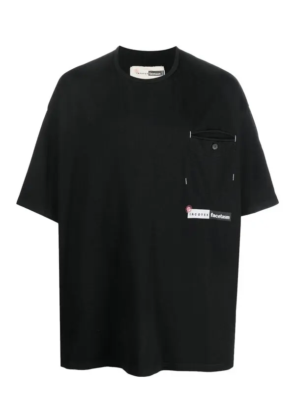 INCOTEX RED X FACETASM Logo-patch Short-sleeved T-shirt - Black