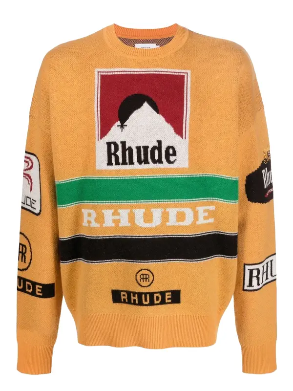 Rhude Intarsia-knit Crew Neck Jumper - Orange