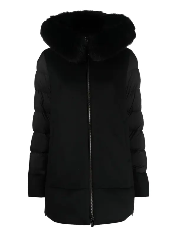MOORER Faux-fur Trim Puffer Jacket - Black