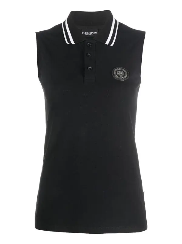 PLEIN SPORT Logo-patch Polo Shirt - Black