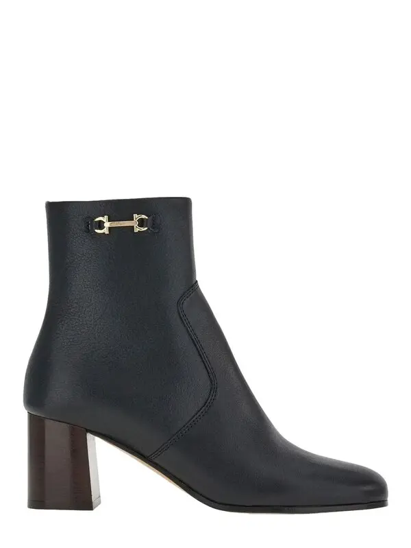 FERRAGAMO Otello Buckle-detail Ankle Boots - Black