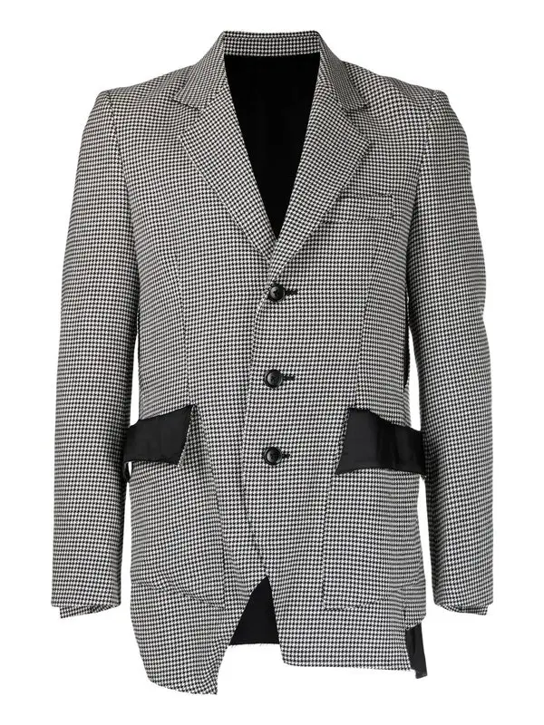 SULVAM Houndstooth Layered Blazer - Black