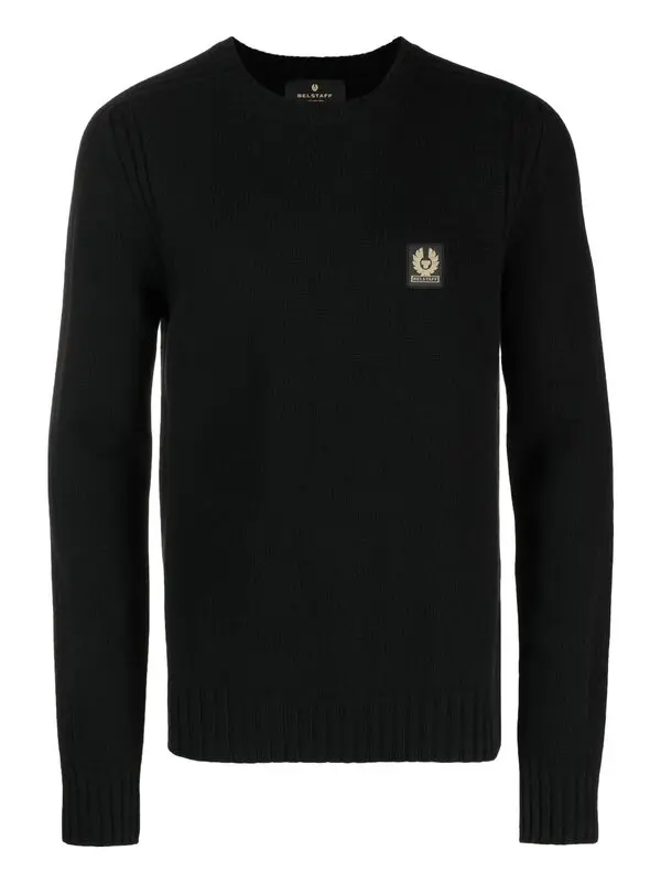 Belstaff Logo-patch Wool Sweatshirt - Black