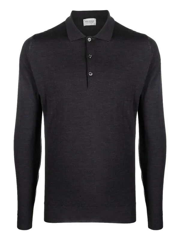 John Smedley Button-front Long-sleeved Polo Shirt - Grey