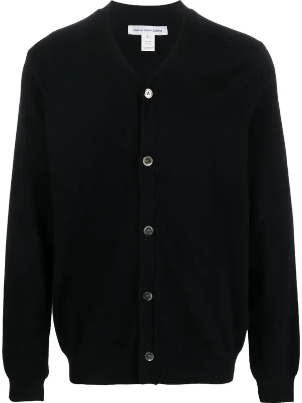 Comme Des Garçons V-neck Wool Cardigan - Black