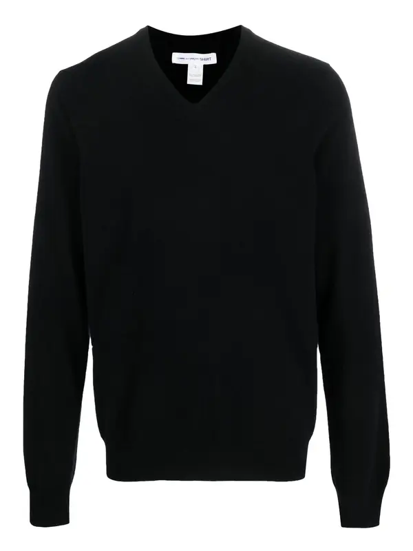 Comme Des Garçons V-neck Knitted Jumper - Black