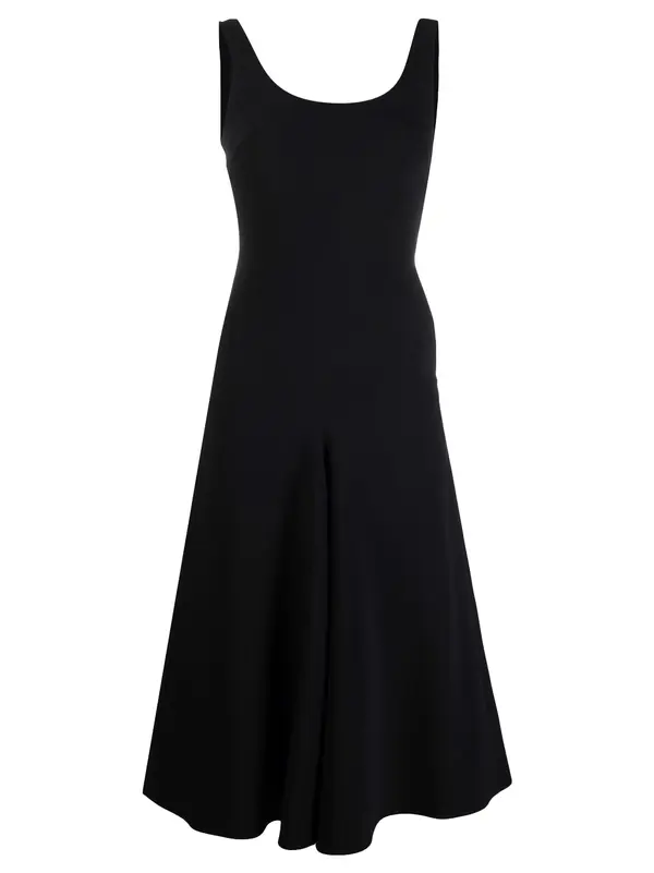Ami Sleeveless Flared Midi Dress - Black