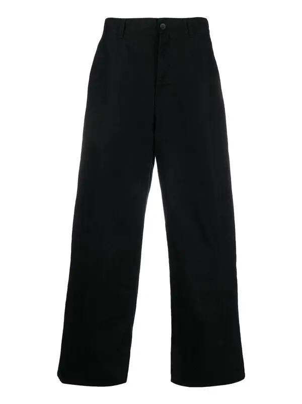INCOTEX RED X FACETASM Wide-leg Cotton Chino Trousers - Black