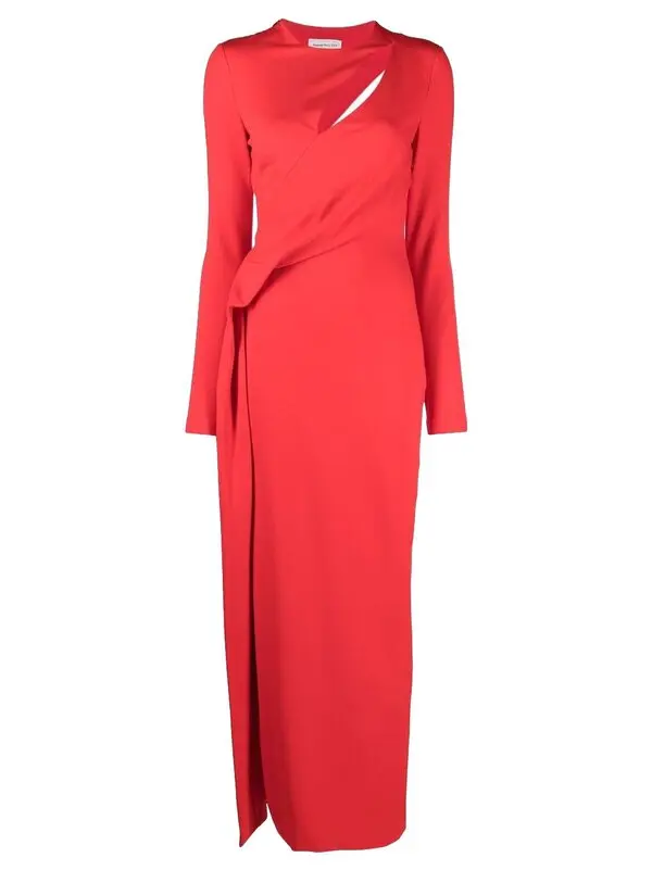 Alexander McQueen Cut Out-detail Long-sleeved Gown - Red