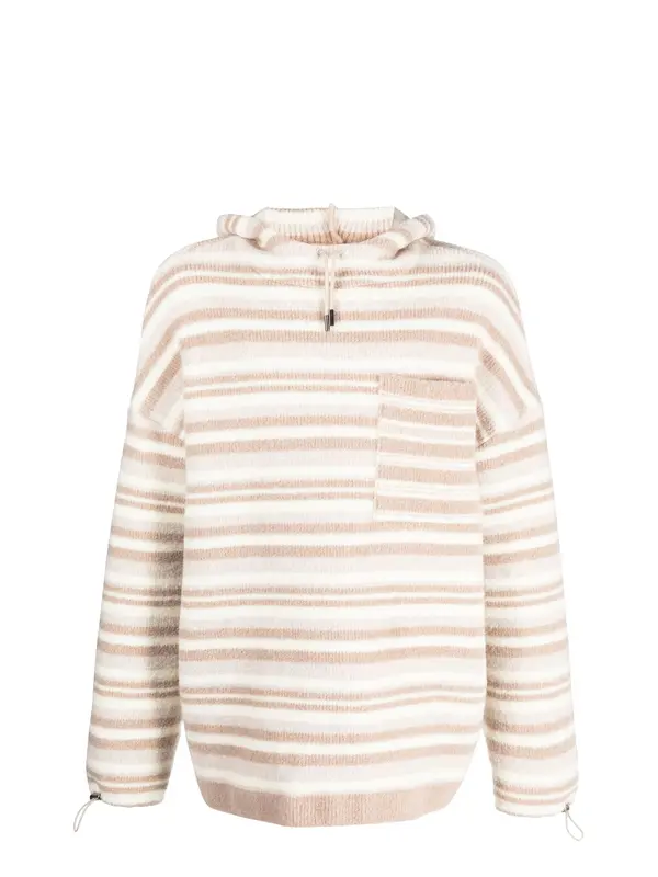 Jacquemus Striped Oversized Knitted Hoodie - Neutrals
