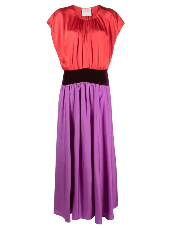 FORTE_FORTE Colour-block Silk Maxi Dress - Purple