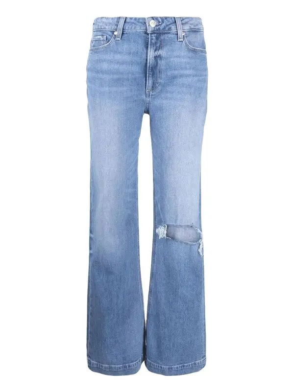 Paige Distressed Straight Leg Jeans - Blue