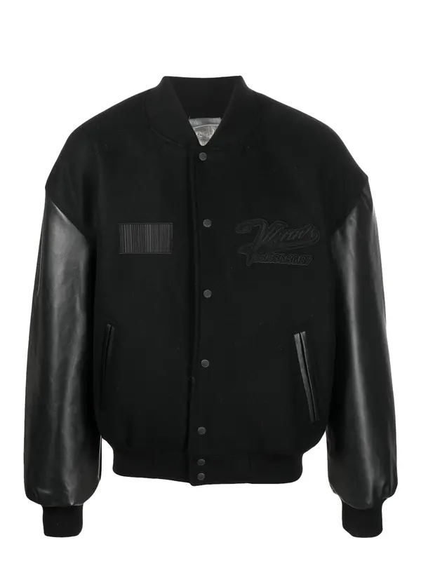 VTMNTS Logo-patch Long-sleeve Bomber Jacket - Black