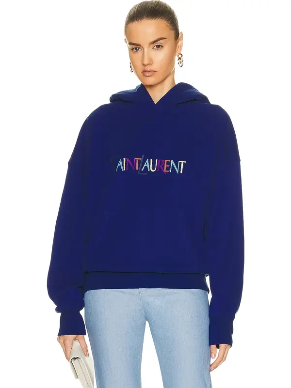 Saint Laurent Oversized Hoodie - Bleu & Multicolore
