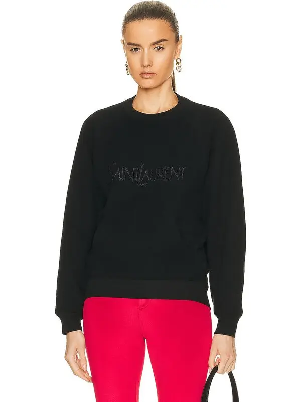 Saint Laurent Old School Logo Sweatshirt - Noir & Noir Brillant