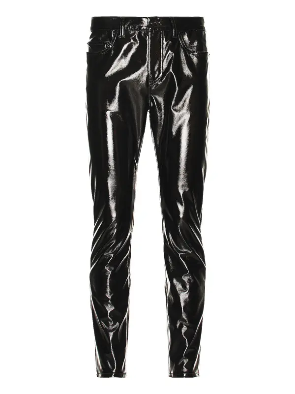 Saint Laurent Skinny 5 Pocket Cropped Pant - Shiny Black