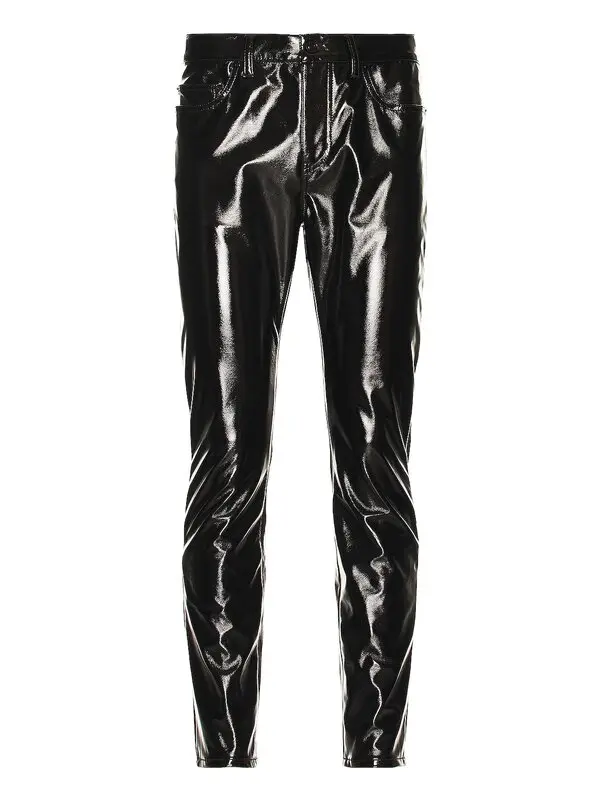 Saint Laurent Skinny 5 Pocket Cropped Pant - Shiny Black