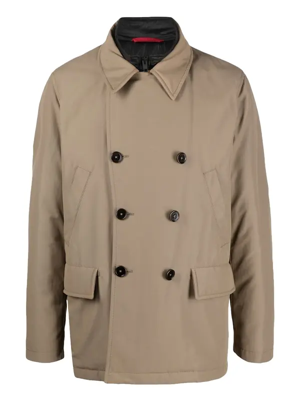 FAY Padded Double-breasted Jacket - Neutrals