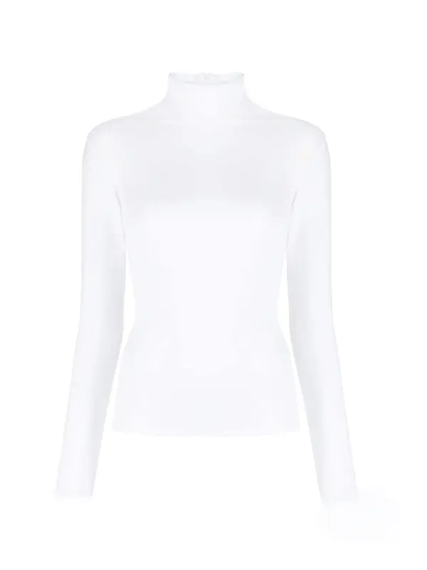 ATU BODY COUTURE Feather-trim Roll-neck Top - White